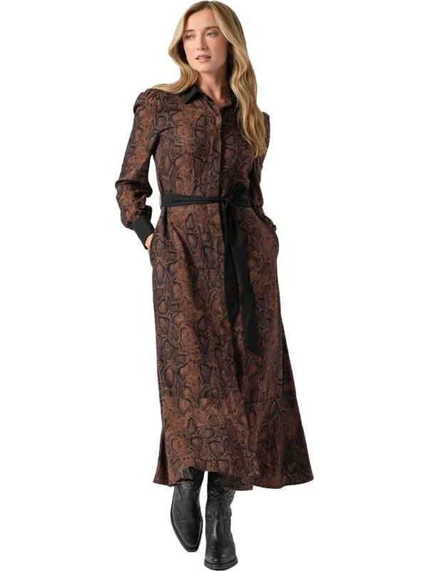 SAINT + SOFIA Jacqueline Shirt Dress - Brown