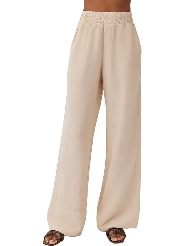 Bella Dahl Wide Leg Linen Blend Pants - Moroccan Sand