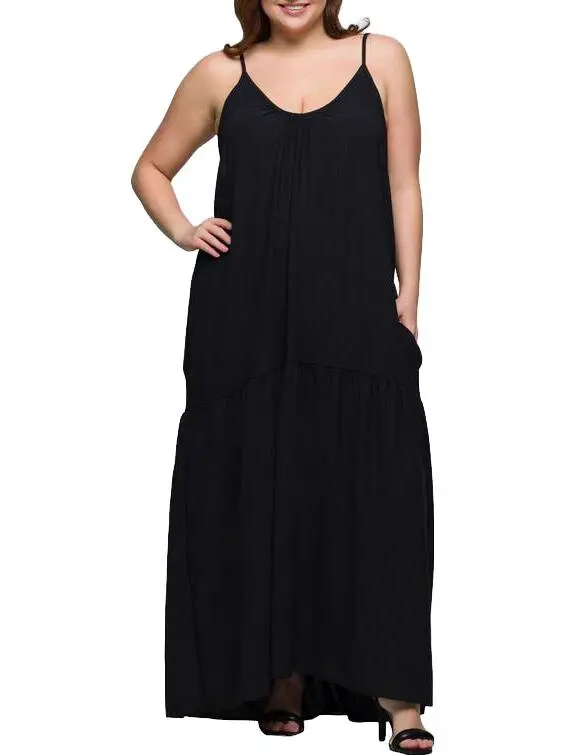 24SEVEN COMFORT APPAREL Jersey Maxi Dress - Black