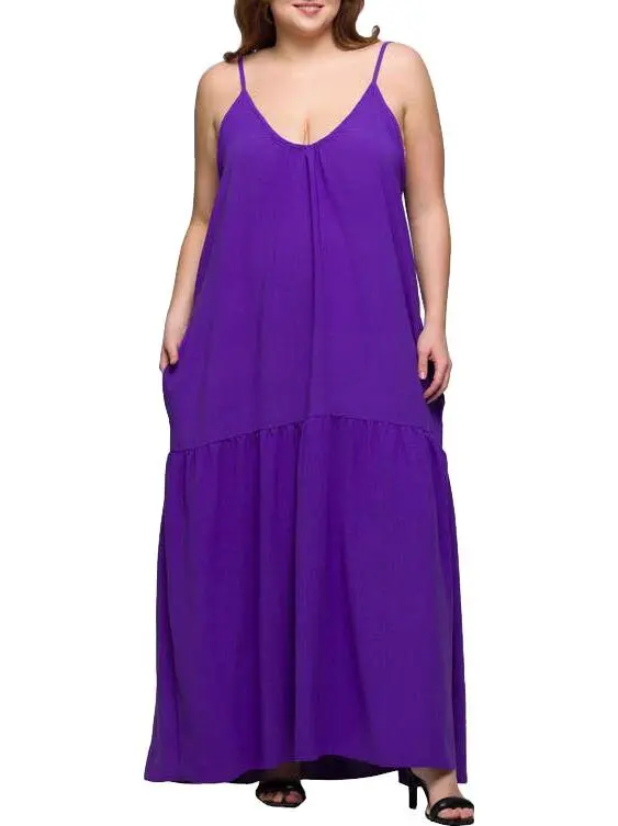 24SEVEN COMFORT APPAREL Jersey Maxi Dress - Purple
