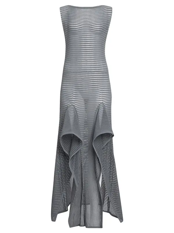 Alaïa Ladder-stitched Knit Midi Dress - Grey
