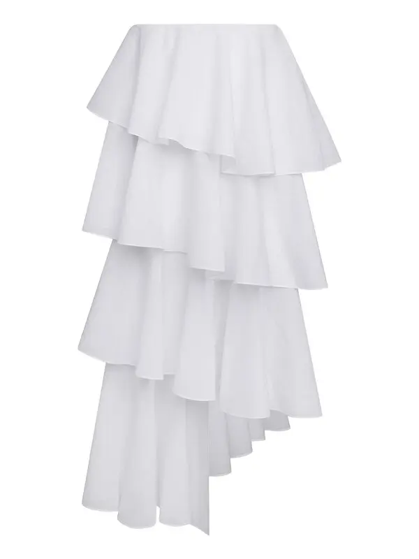 Alaïa Spiral Cotton-linen Skirt - White