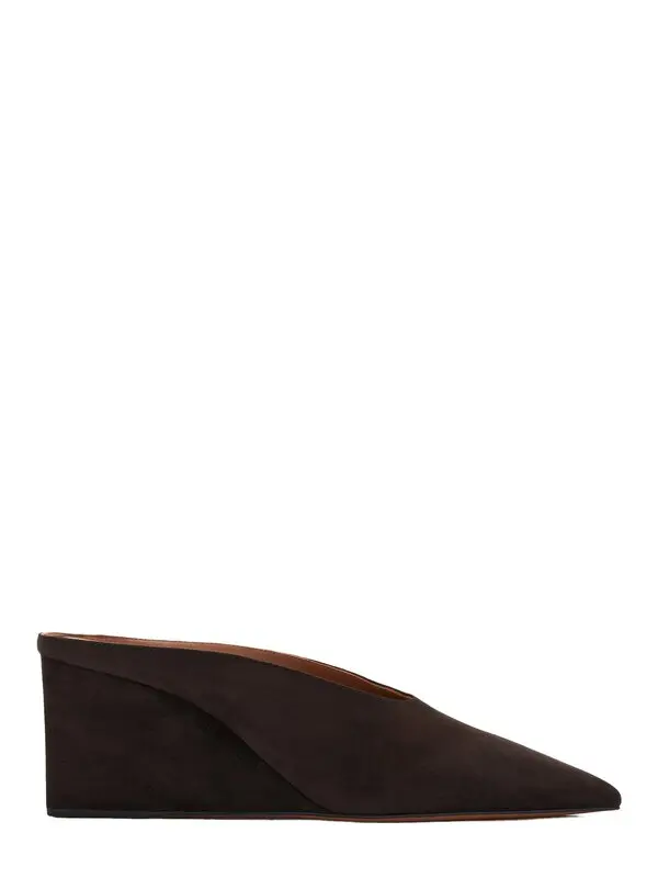 Alaïa Cube Suede Wedge Mules - Brown