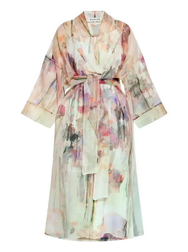 Munthe Floral-print Sheer Coat - Neutrals