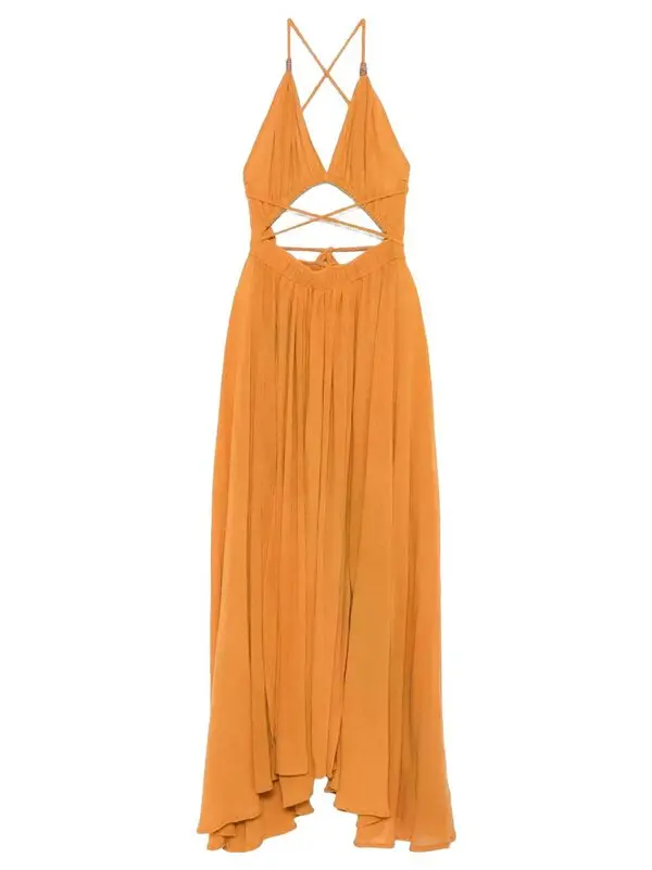 Caravana Cotton Pleated Maxi Dress - Orange