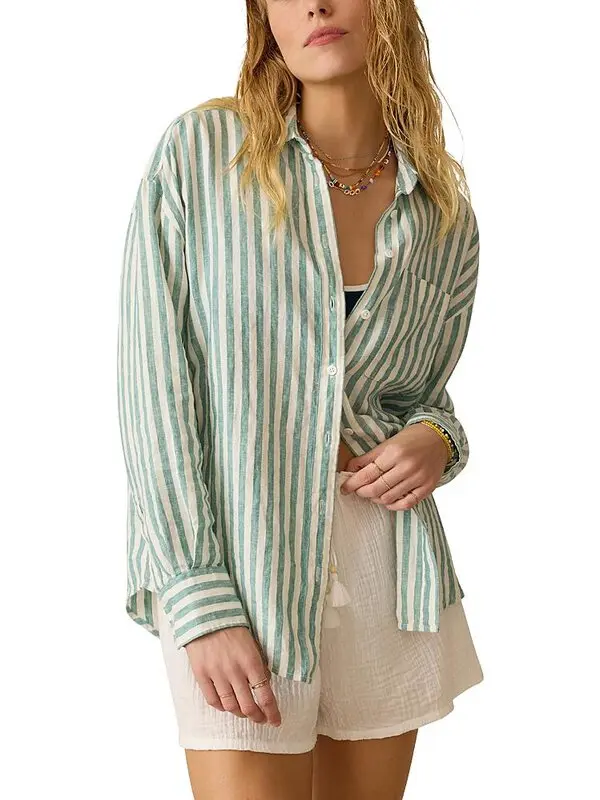 Faherty Brand Laguna Linen Shirt - Ocean Lucy Stripe