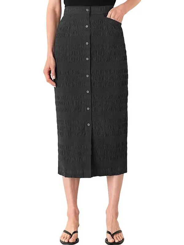 Whistles Sienna Plisse Midi Skirt - Black