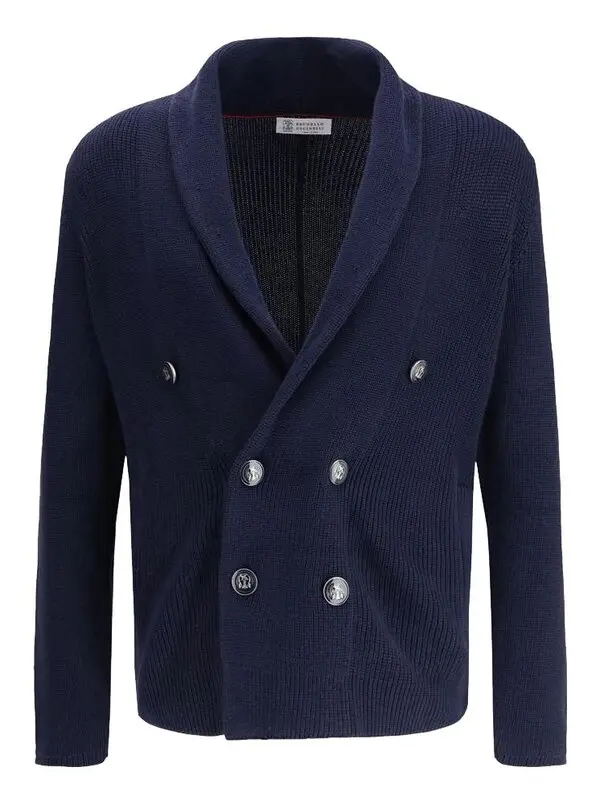 Brunello Cucinelli Double-breasted Cotton Cardigan - Blue