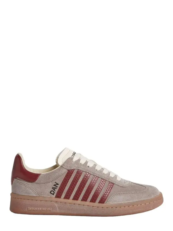 Dsquared2 Boxer' Sneakers In Calf Leather - Grigio E Bordeaux