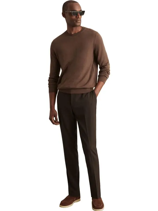 REISS Slim Fit Drawstring Trousers - Brown