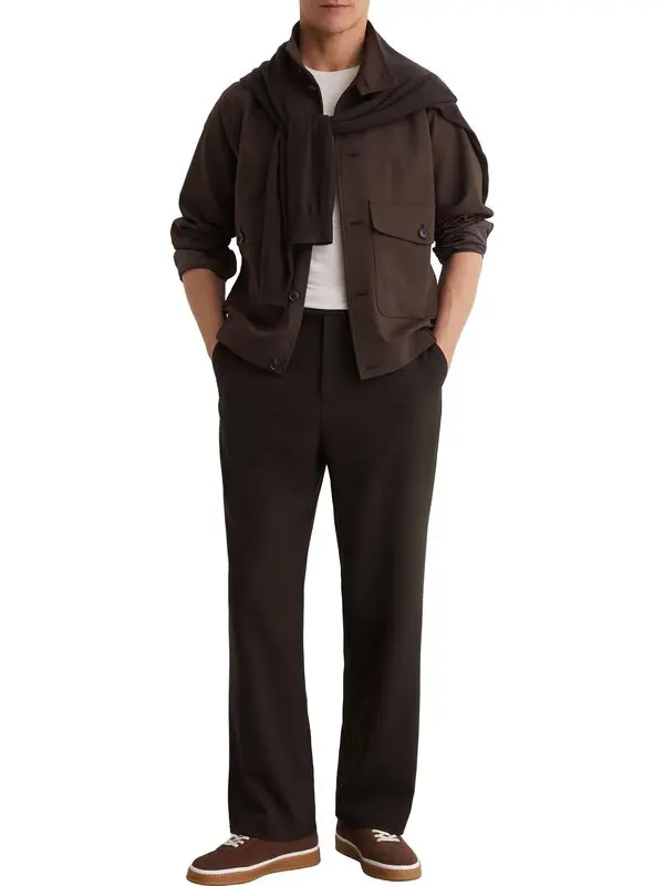 REISS Found Slim Fit Stretch Drawstring Trousers - Brown