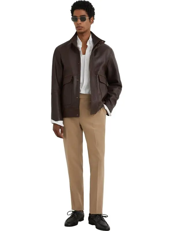 REISS Slim-fit Drawstring Trousers - Soft Camel Brown