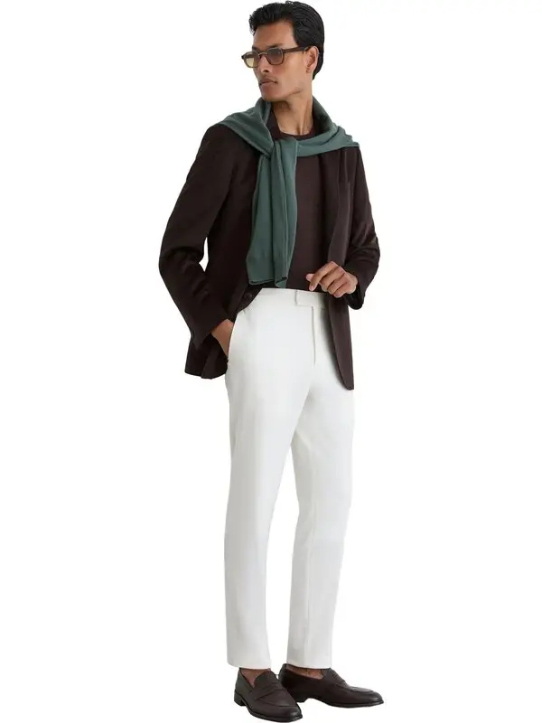 REISS Found Slim Fit Stretch Drawstring Trousers - White