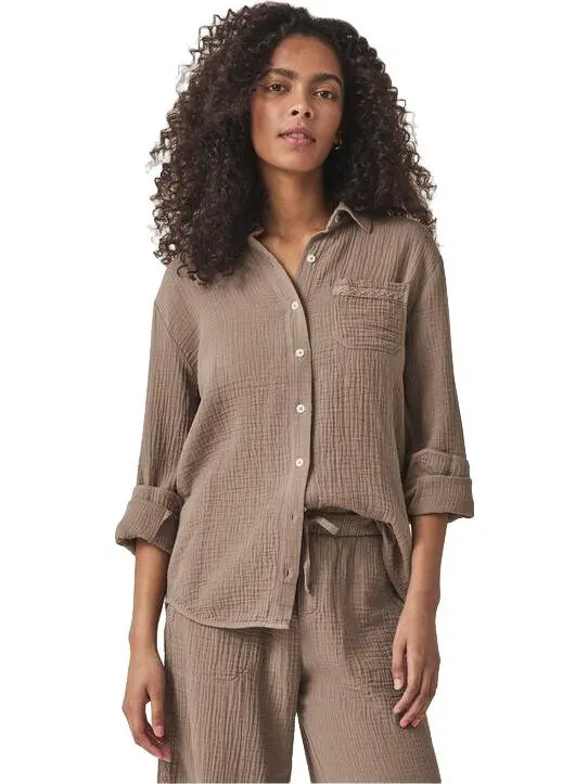 Splendid Kit Gauze Crochet Shirt - Natural