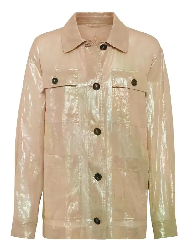 Brunello Cucinelli Lamé Cotton Jacket - Gold