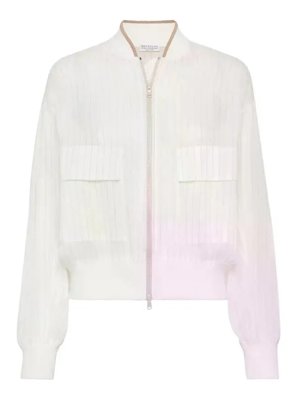 Brunello Cucinelli Striped Bomber Jacket - White