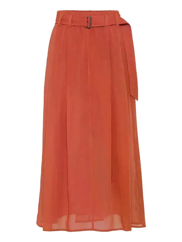 Brunello Cucinelli Belted Midi Skirt - Orange