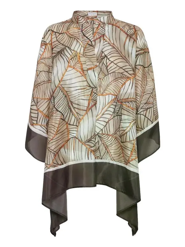 Brunello Cucinelli Papyrus-print Cape - Neutrals