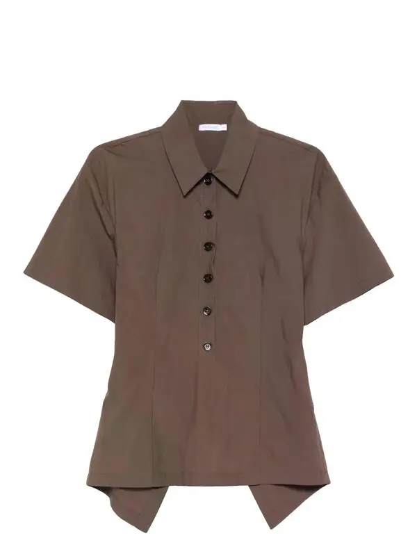Patrizia Pepe Open-back Polo Top - Brown