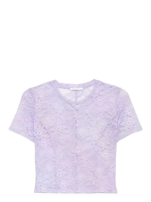 Patrizia Pepe Lace Jersey T-shirt - Purple