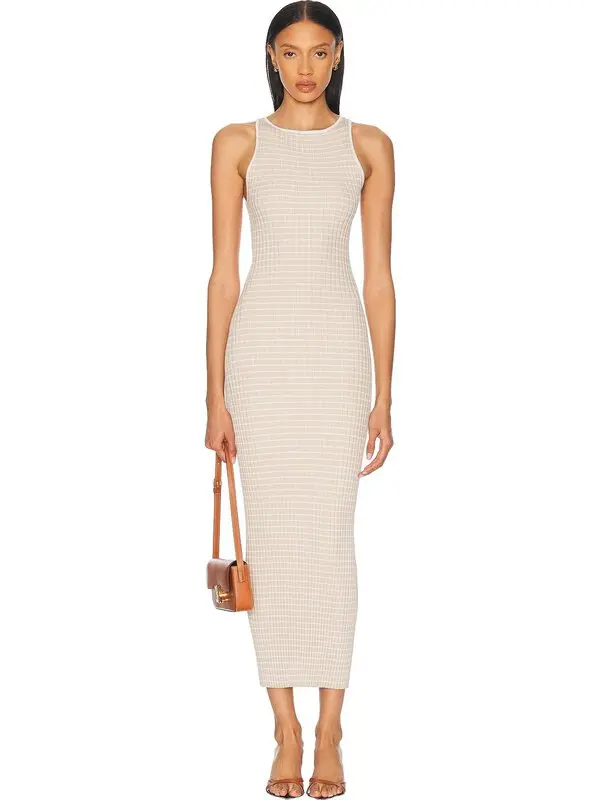 L'academie By Marianna Vespera Midi Dress - White & Beige