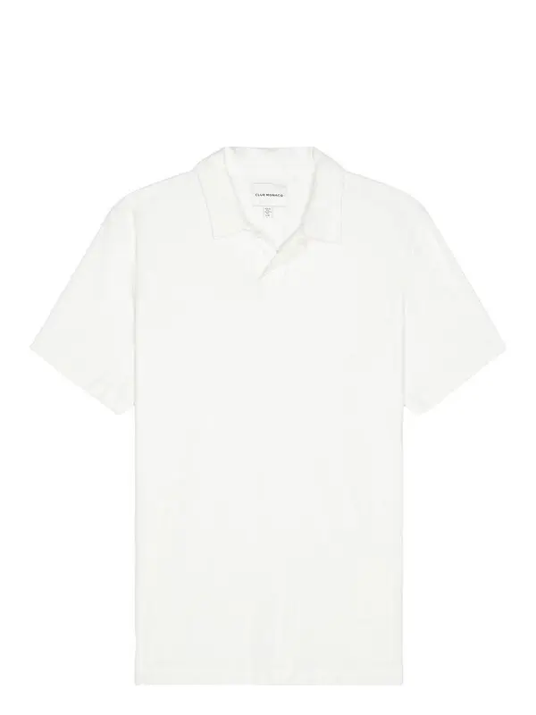 Club Monaco Loop Terry Johnny Collar Polo - White