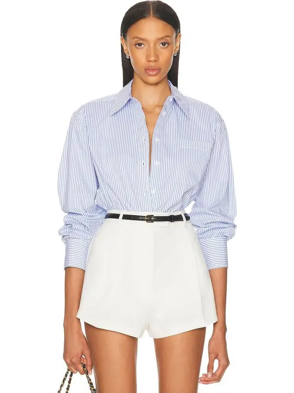 L'academie Rosalyn Button Down Shirt - Blue Stripe
