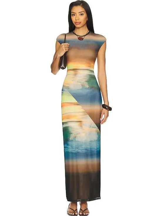 AFRM Cody Printed Dress - Ocean Ombre