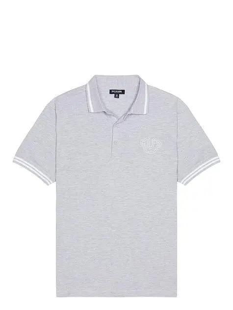 True Religion Short Sleeve Big T Horseshoe Polo In Grey - Heather Grey