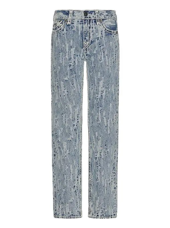 True Religion Distressed Jacquard Ricky Rope Stitch Flap Jeans - City Lights Light Wash
