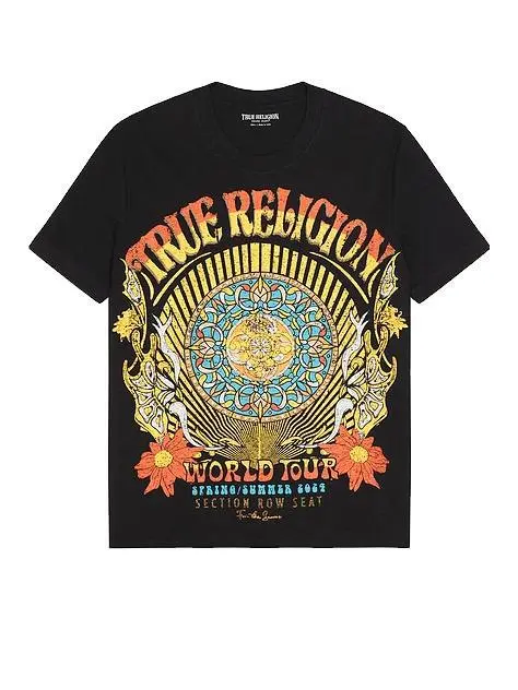True Religion Short Sleeve Rock N Roll Tee In Black - Jet Black