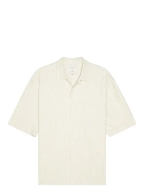 Calvin Klein Seersucker Striped Relaxed Shirt In Yellow - Parsnip