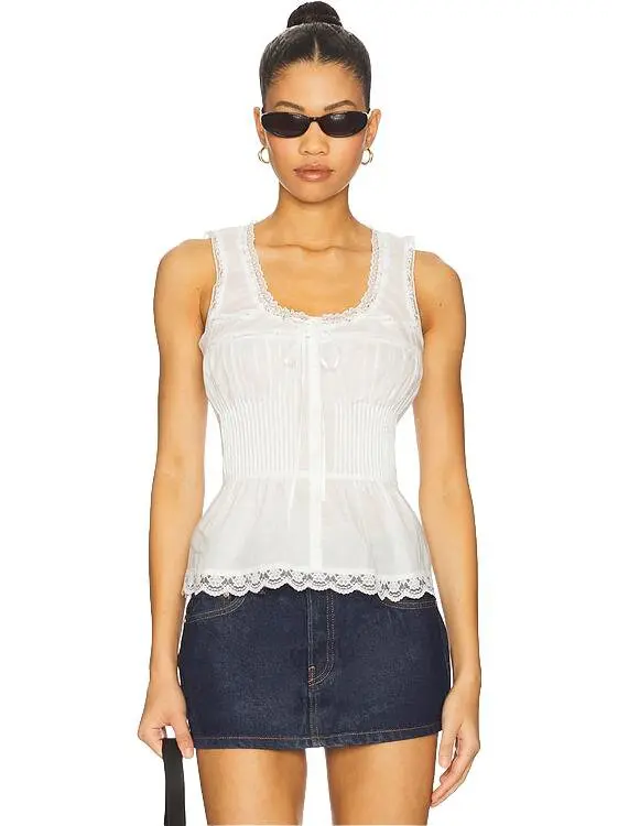 GUIZIO Lillie Pintuck Top - White