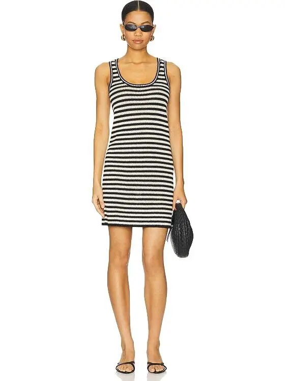 ANINE BING Arie Crochet Dress - Black & Ivory Stripe