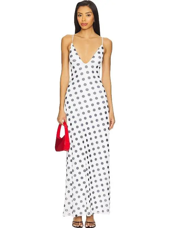 AFRM Romy Maxi Dress Polka Dot - White
