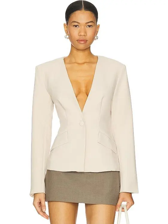ALL THE WAYS Elizabeth Deep V Blazer - Nude