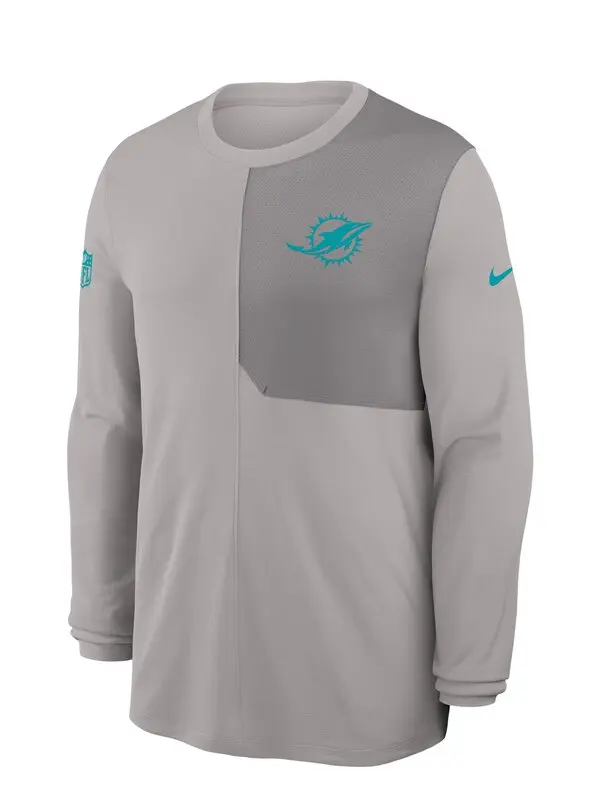 Nike Miami Dolphins Sideline Coach Dri-fit Nfl Long-sleeve Top - Grey