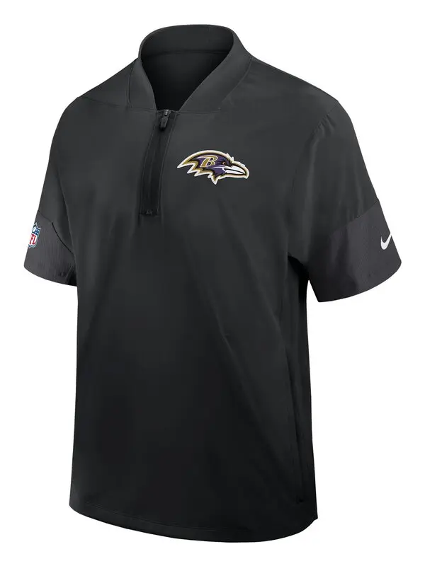Nike Baltimore Ravens Sideline Coach Nfl 1/2-zip Short-sleeve Jacket - Black