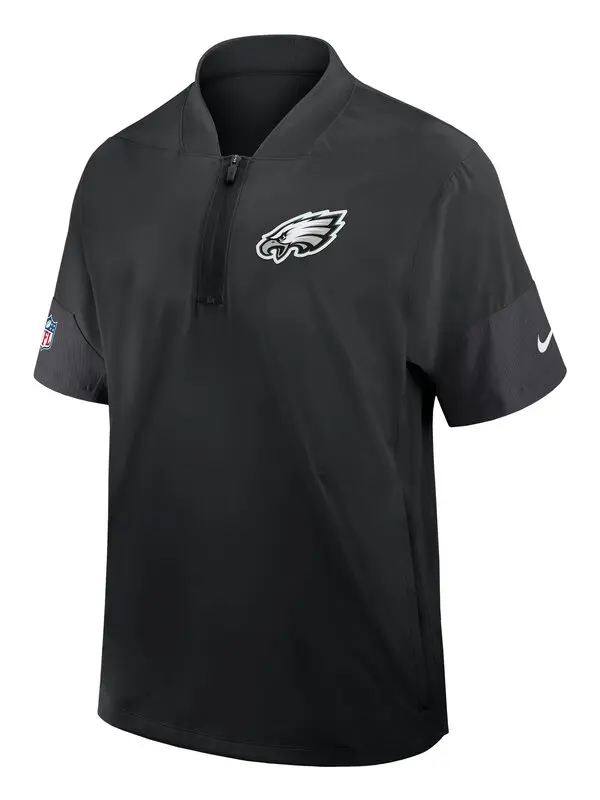 Nike Philadelphia Eagles Sideline Coach Nfl 1/2-zip Short-sleeve Jacket - Black