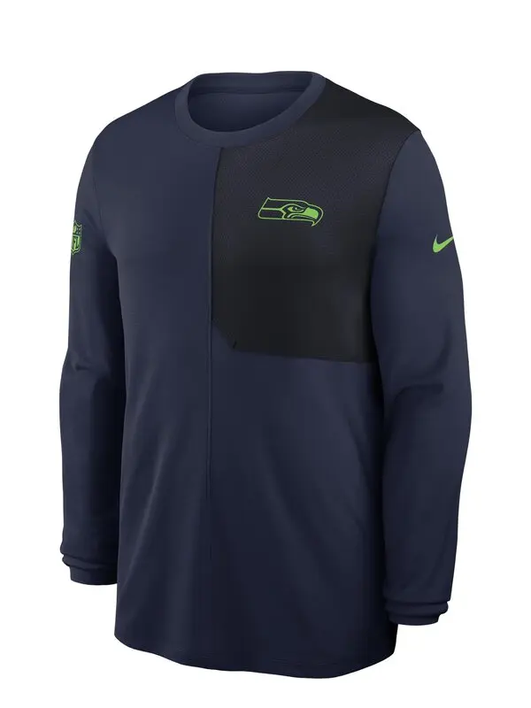 Nike Seattle Seahawks Sideline Coach Dri-fit Nfl Long-sleeve Top - Blue