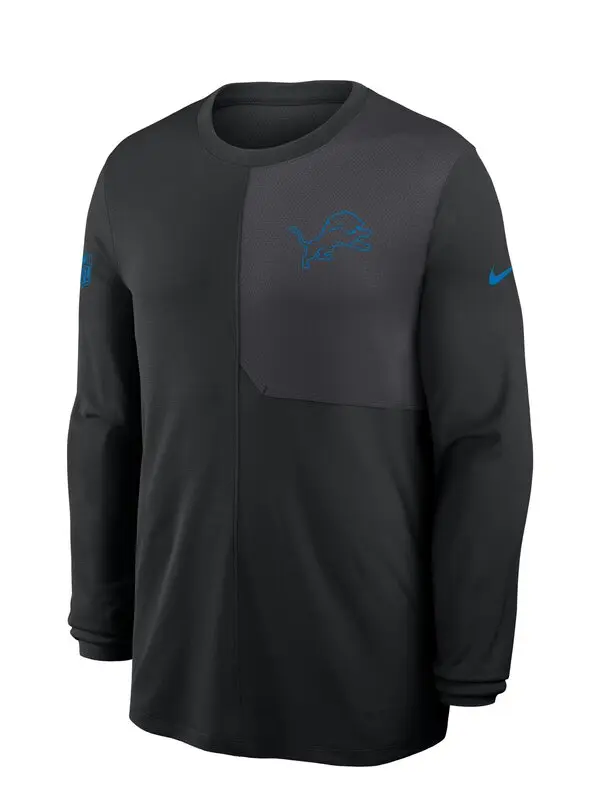 Nike Detroit Lions Sideline Coach Dri-fit Nfl Long-sleeve Top - Black