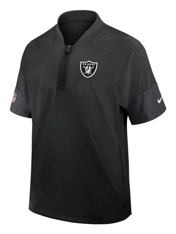 Nike Las Vegas Raiders Sideline Coach Nfl 1/2-zip Short-sleeve Jacket - Black