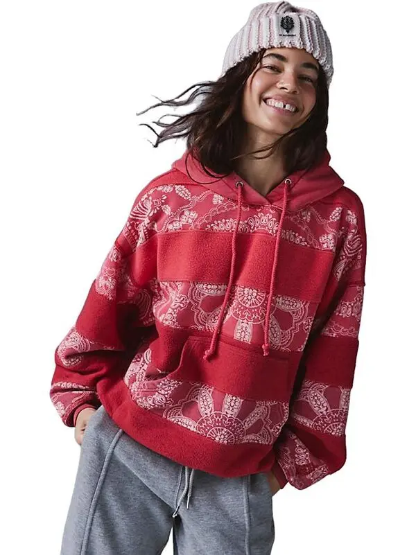 Free People Bandana Logo Hoodie - Bandana - Cranberry Combo