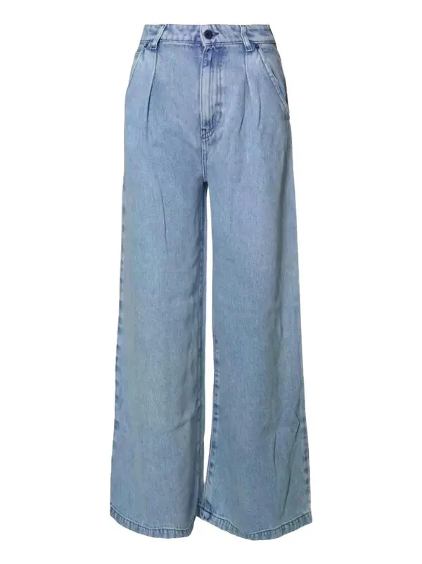 SOLOTRE Pleated Wide-leg Jeans - Blue