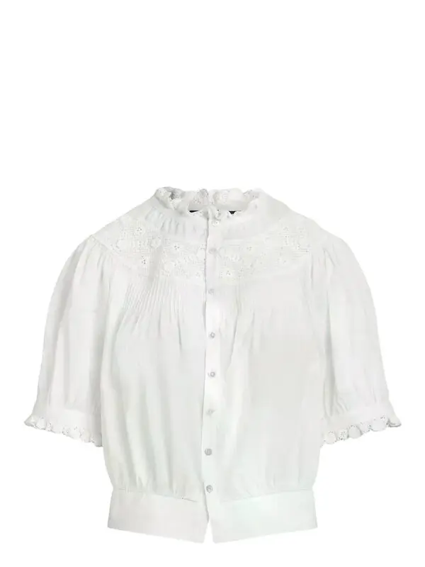 Polo Ralph Lauren Gathered Puff-sleeve Blouse - White