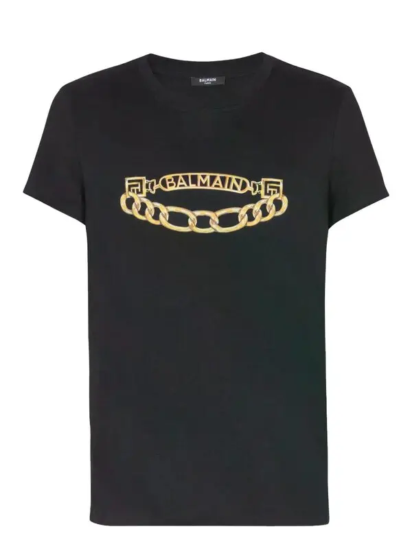 Balmain Chaînes-print T-shirt - Black