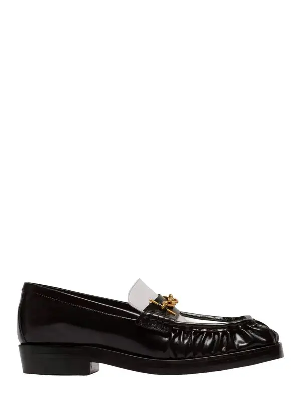 Balmain Glazed Leather Loafers - Black