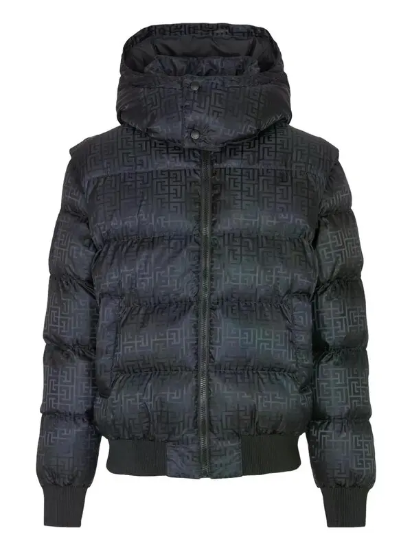 Balmain Monogram-jacquard Padded Jacket - Black