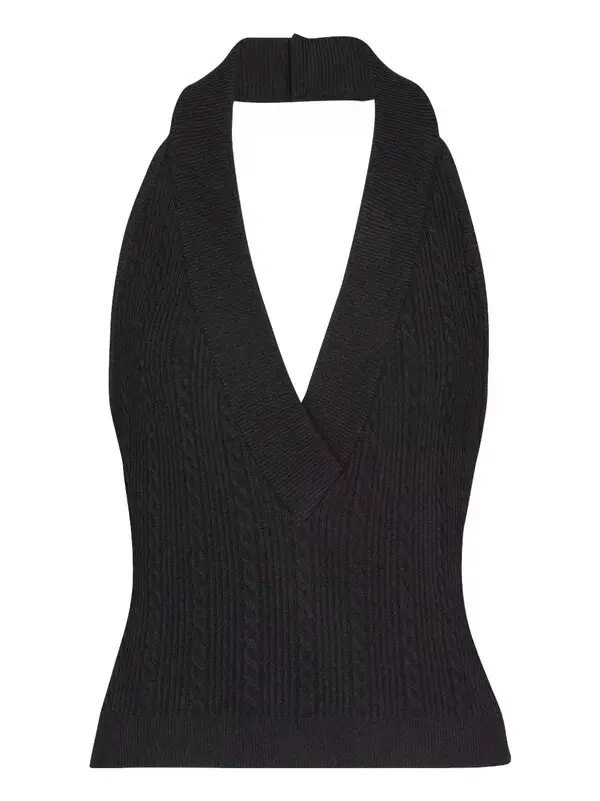 Balmain Cable-knit Halterneck Top - Black