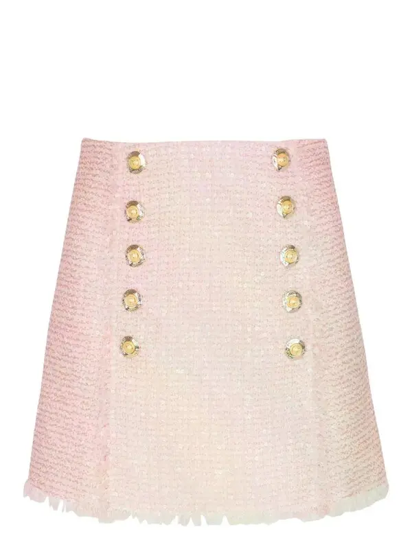 Balmain Sequinned Tweed Mini Skirt - Pink